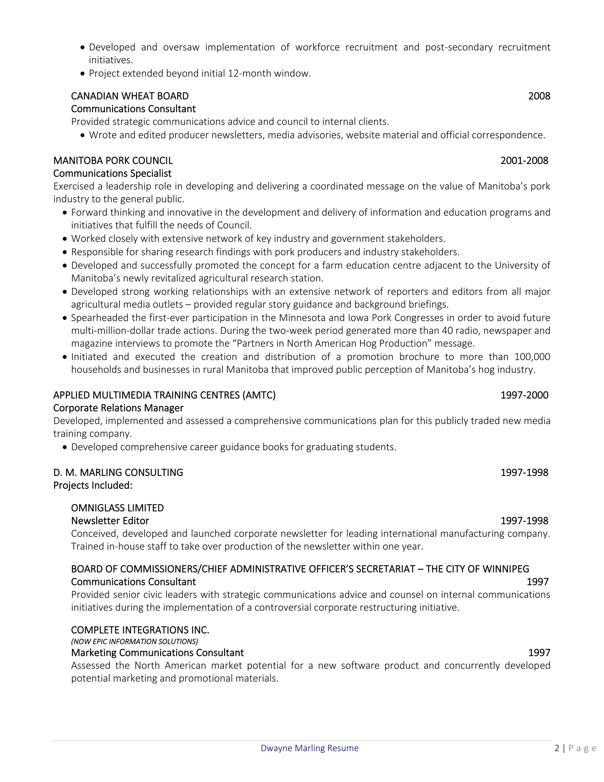 D Marling Resume 201702 | PDF