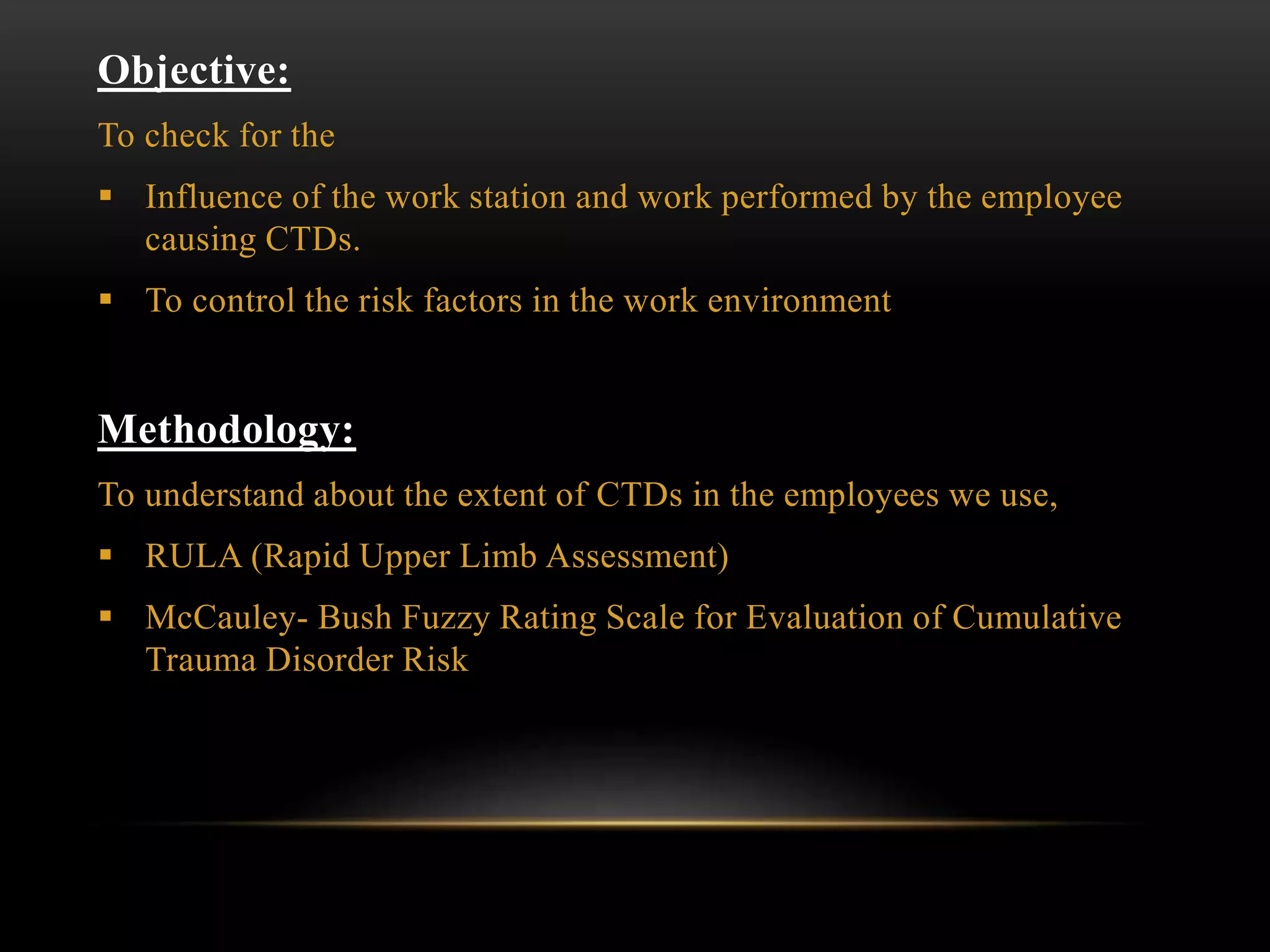 Ergonomic Assessment of Workstation and Rula Analysis of | PPTX