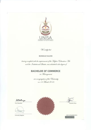 Unisa Bcom Management Degree | PDF