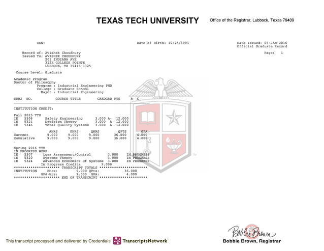 Fall 15 transcript | PPT