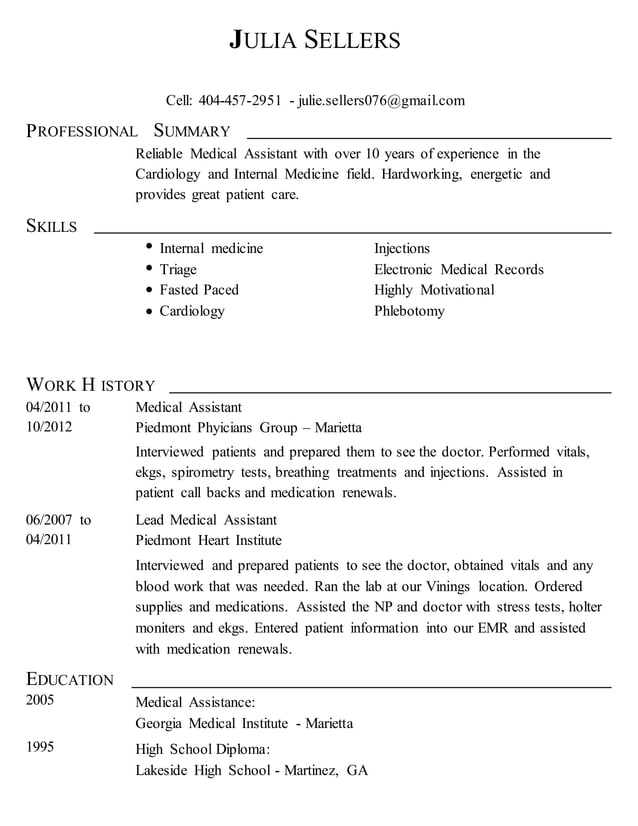 Julia Sellers Resume 1 | PDF