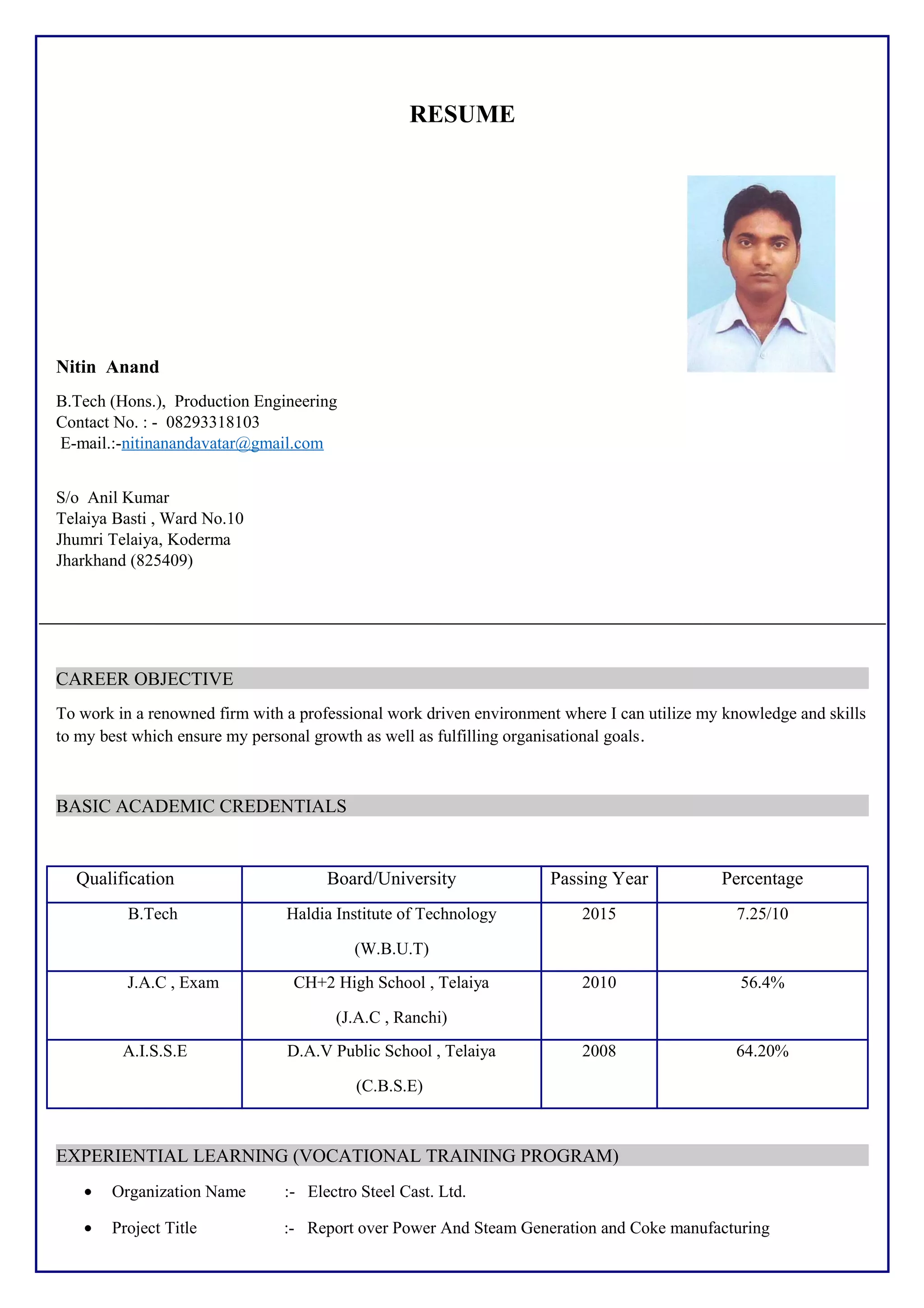 Resume (NITIN ANAND) | DOC