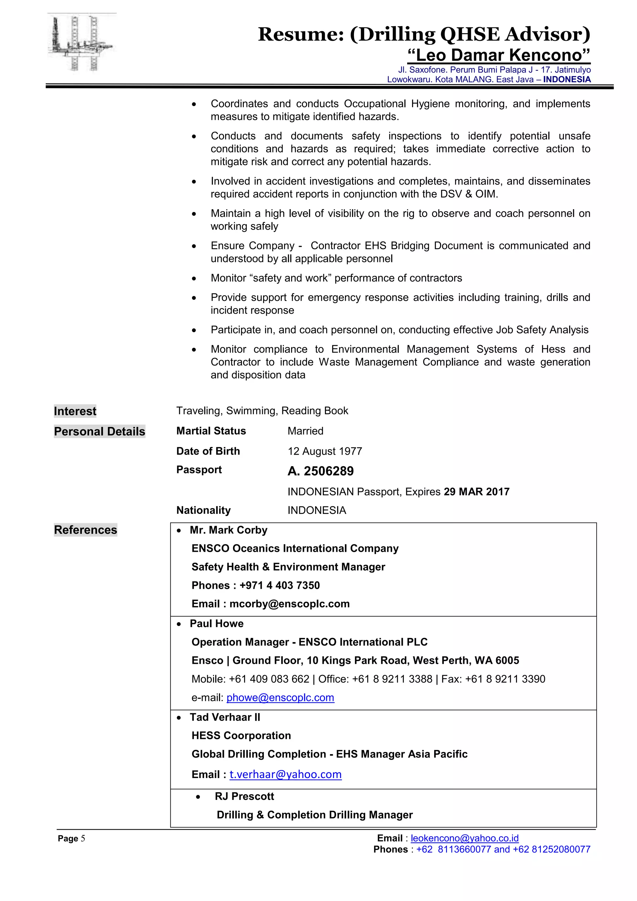 Leo Kencono Resume-Updated une 2015 | PDF | Scuba Diving | Extreme Sports