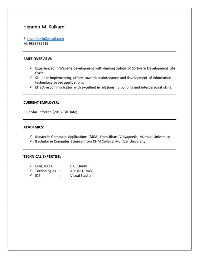 CV_Heramb Kulkarni | DOCX | Web Development | Internet