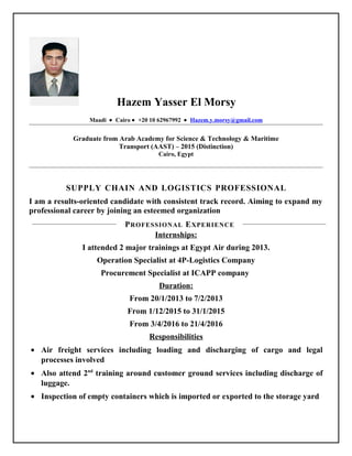 Hazem Morsy CV 2016 | DOC | Logistics | Business