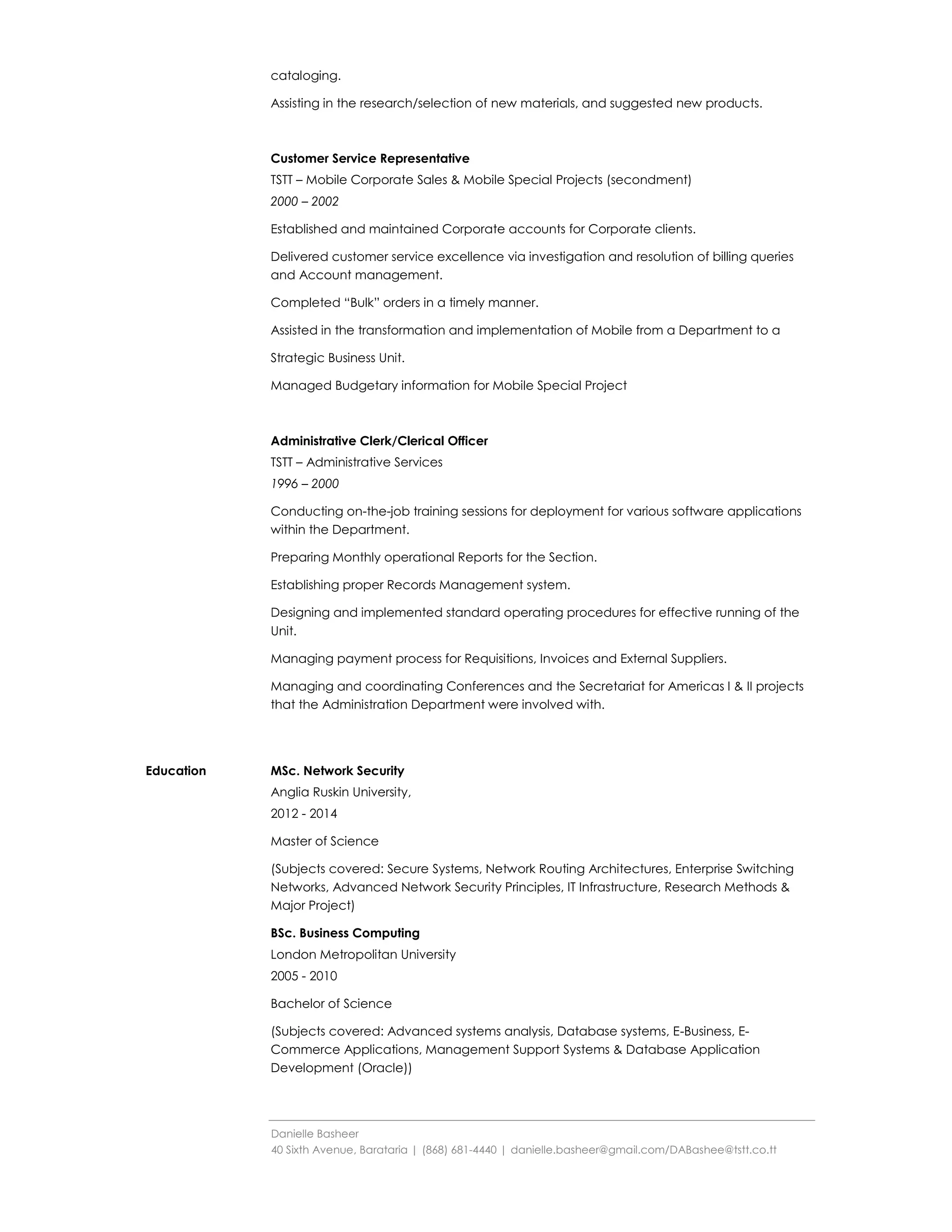 Danielle Resume - updated 15-12-15 | PDF