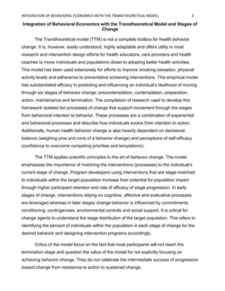 Integration of Behavioral Economics with the Transtheoretical Model and Stages of Change | PDF