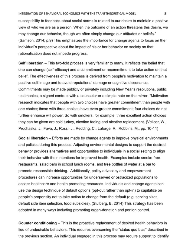 Integration of Behavioral Economics with the Transtheoretical Model and Stages of Change | PDF