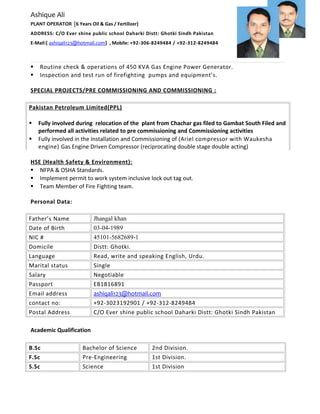 Ashique Ali Updated CV | DOC