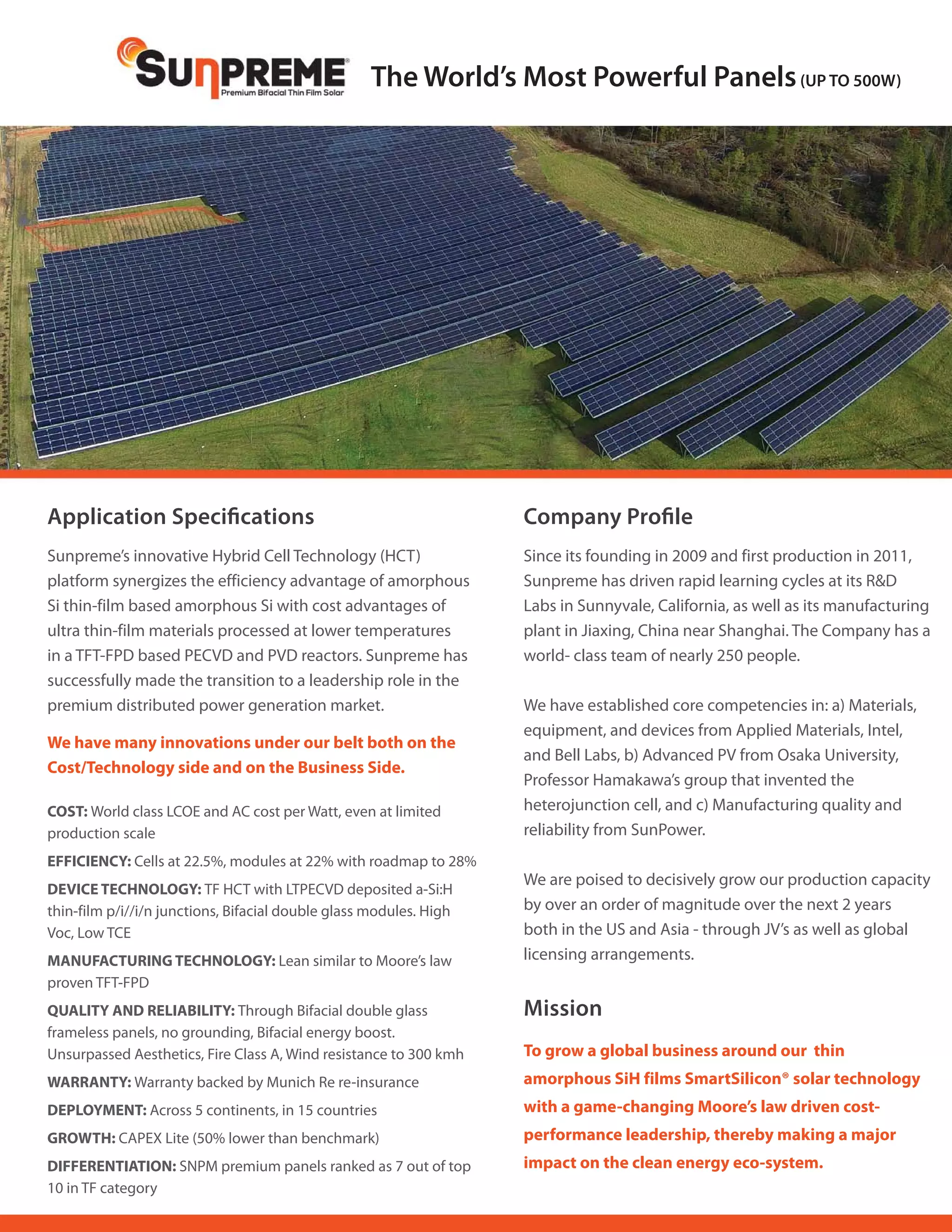 Sunpreme Company Brochure | PDF