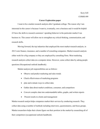 Career Exploration paper for COMM 499 | DOCX