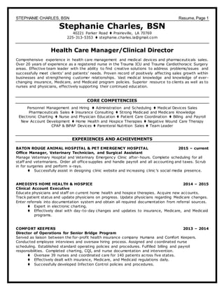 SC Resume Feb 2016 | DOCX | Healthcare Industry | Industries