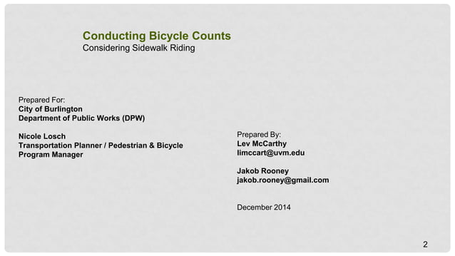 Conducting Bicycle Counts_McCarthy | PPT