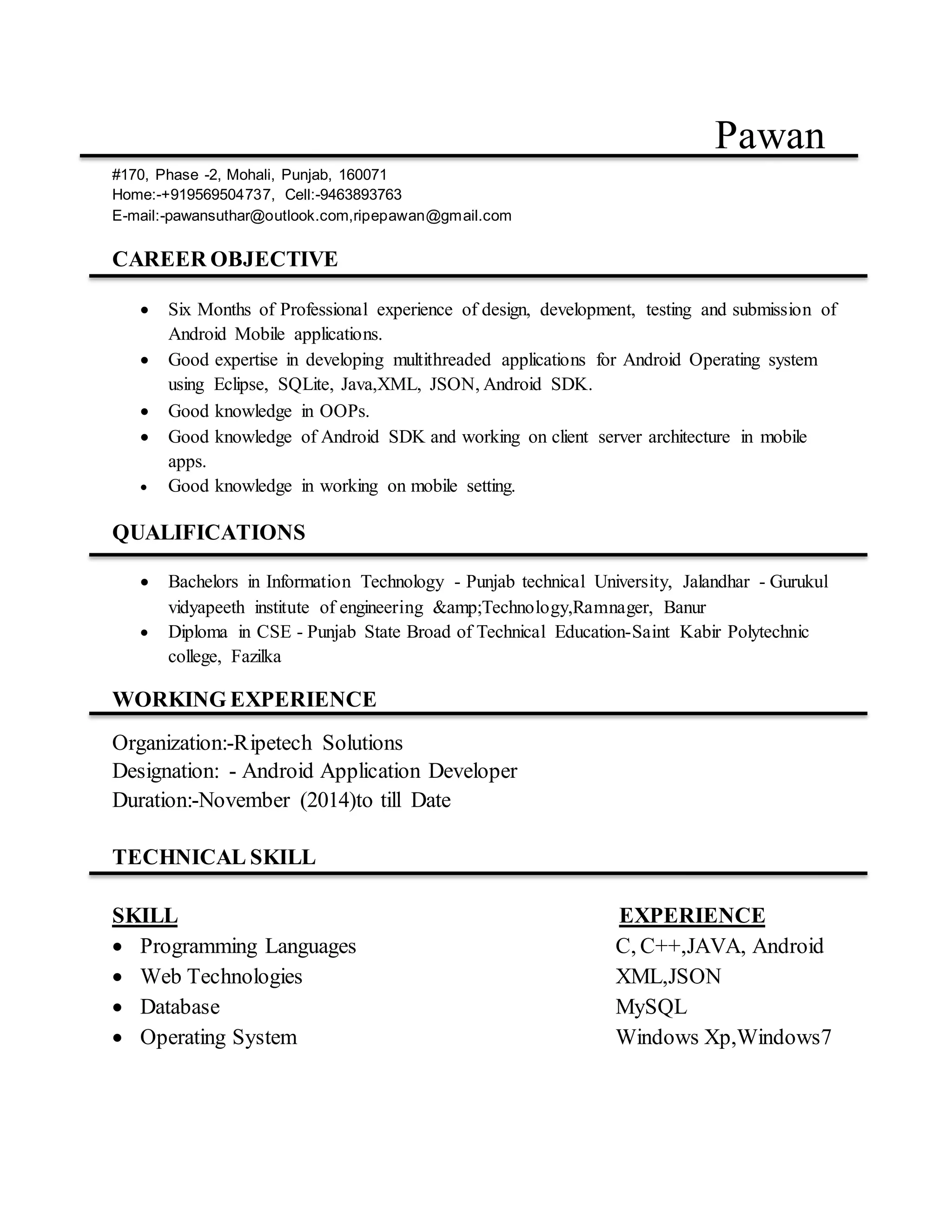Pawan linked in resume | DOCX | Operating Systems | Computer Software and Applications