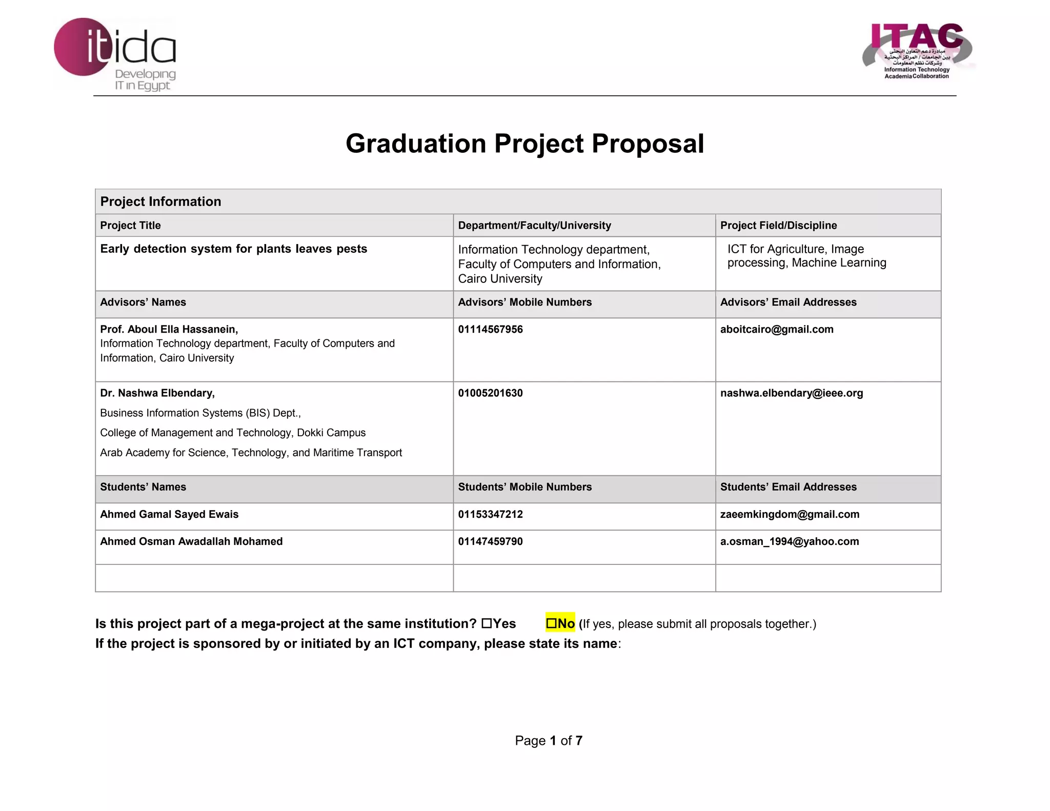 Graduation Project Proposal October 2014 | PDF