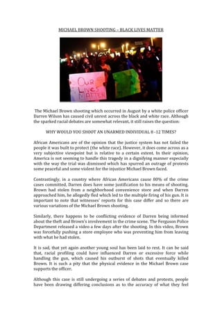 MICHAEL BROWN SHOOTING | DOCX | Crime & Harmful Acts to Individuals ...