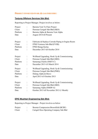 Project Involved in Oil & Gas Industry | DOCX | Civil Engineering ...