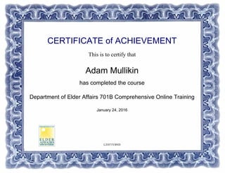 Adam Mullikin Certificate of 701B - Form Training | PPT