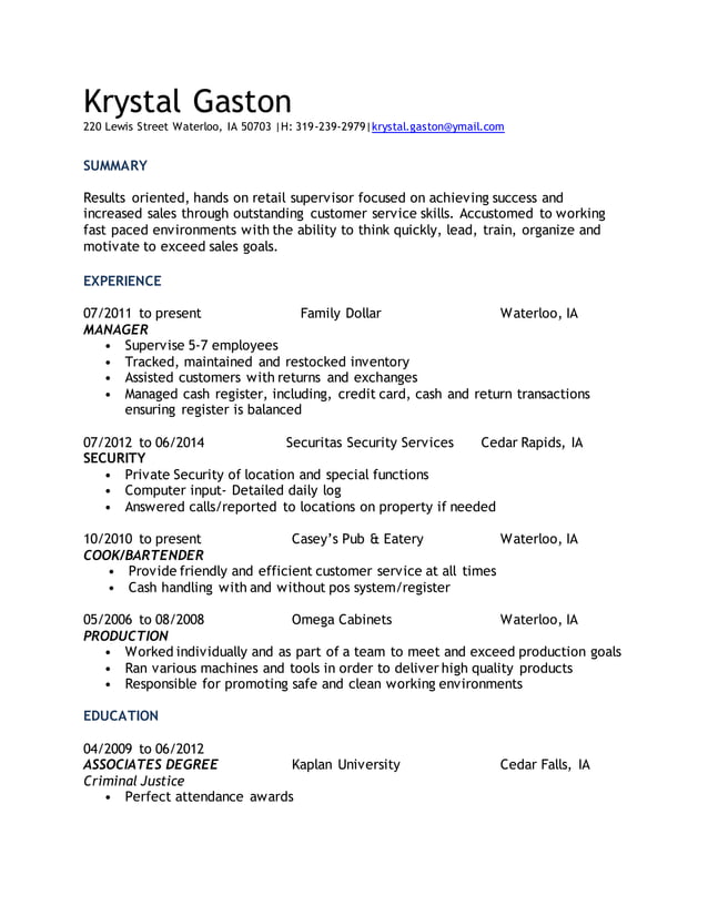 Krystals Resume | DOCX