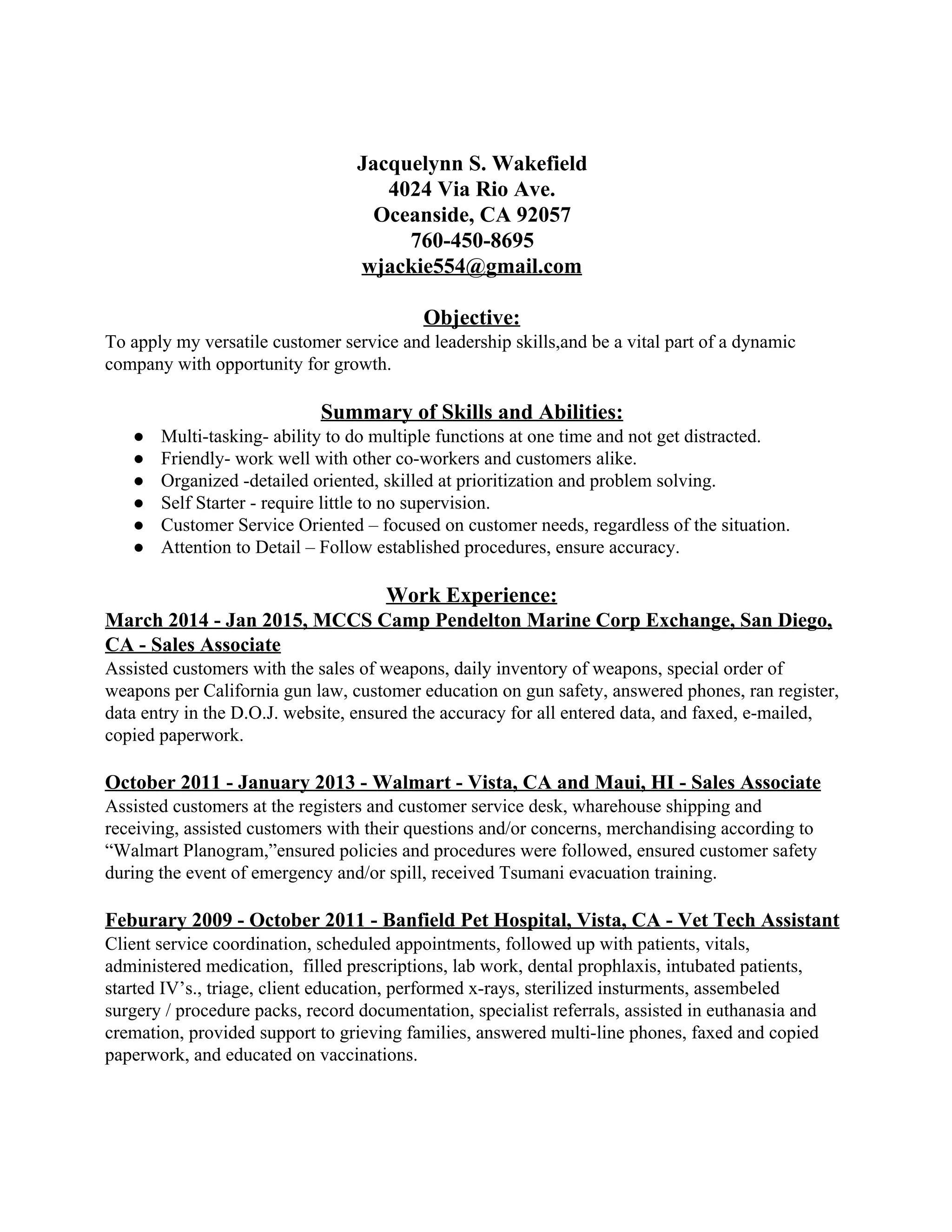 Jackie Resume August 2016 | PDF