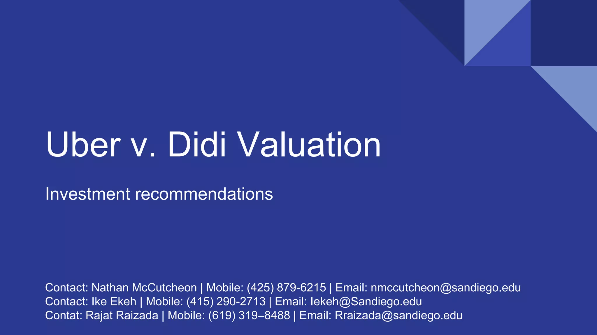 Uber and Didi Valuation | PPT