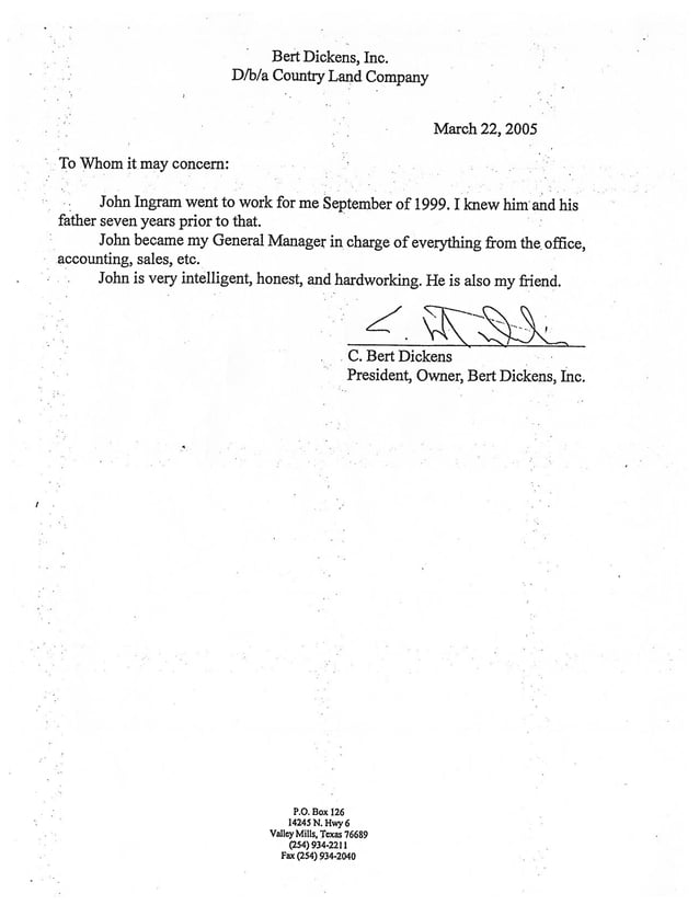 Bert Dickens Inc. Letter of Recomendation | PDF | Business | Business ...