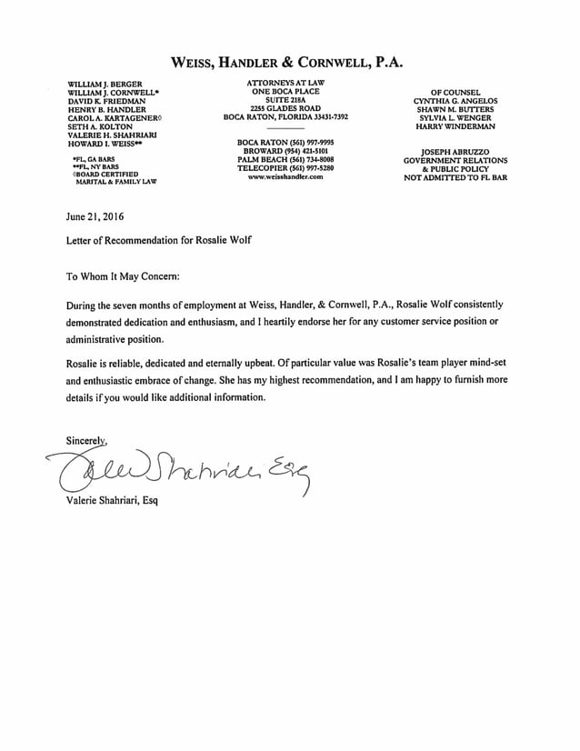 Valerie- letter of recommendation 2016 | PDF