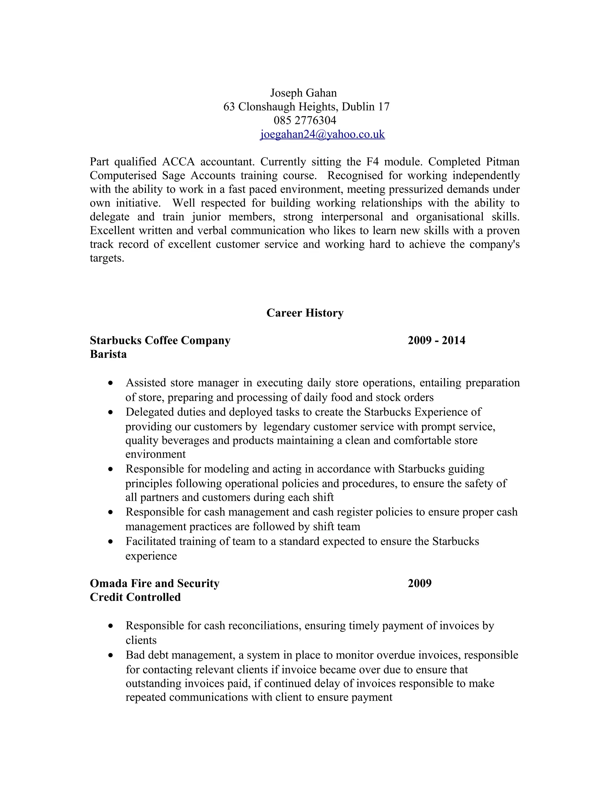 CV Joseph Gahan | DOC