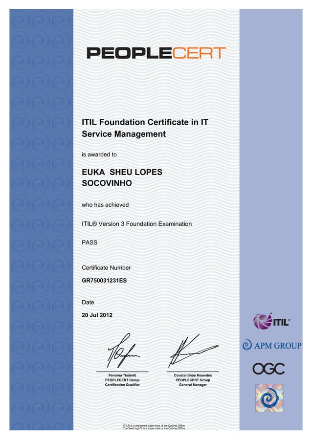 Itil Certificate | PDF