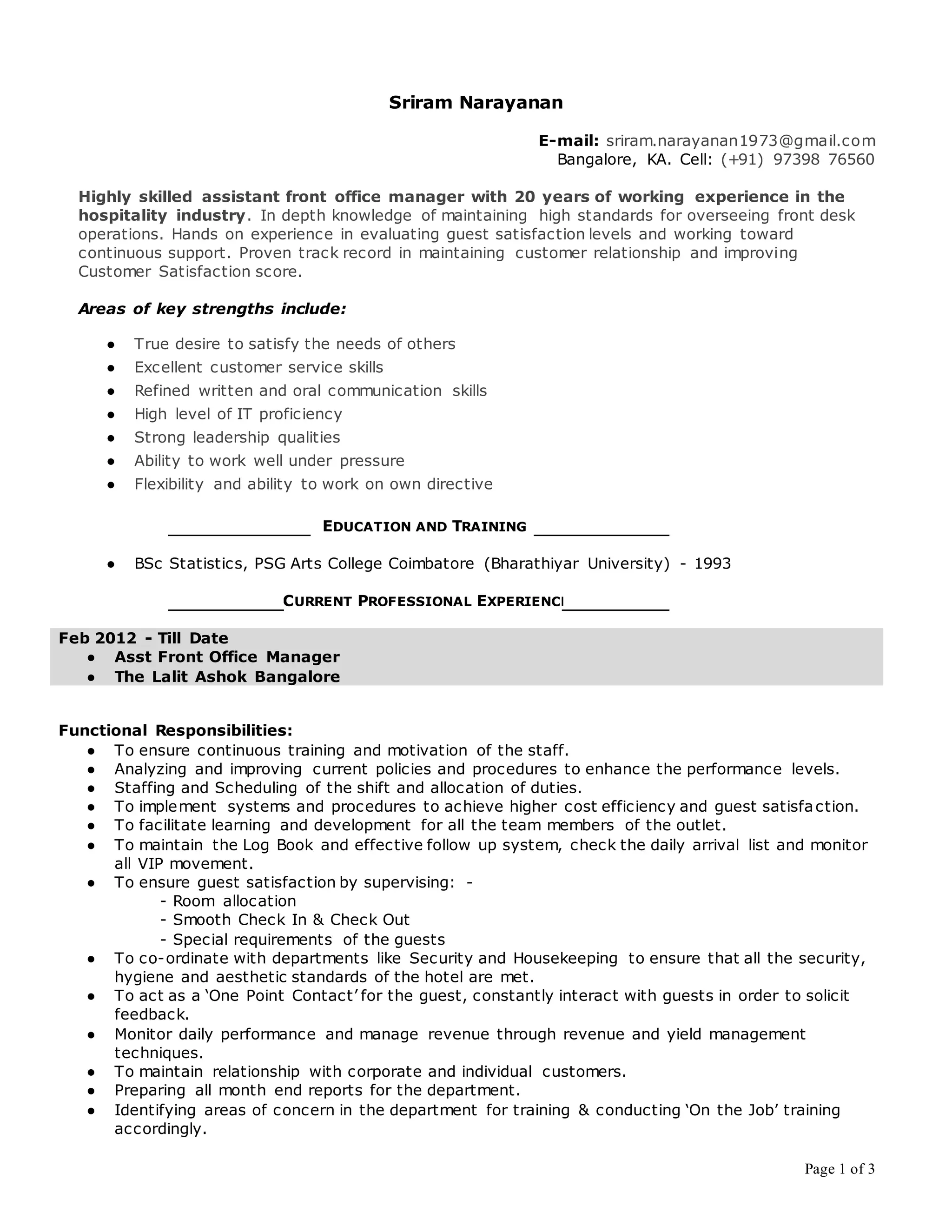 Sriram_Profile | PDF