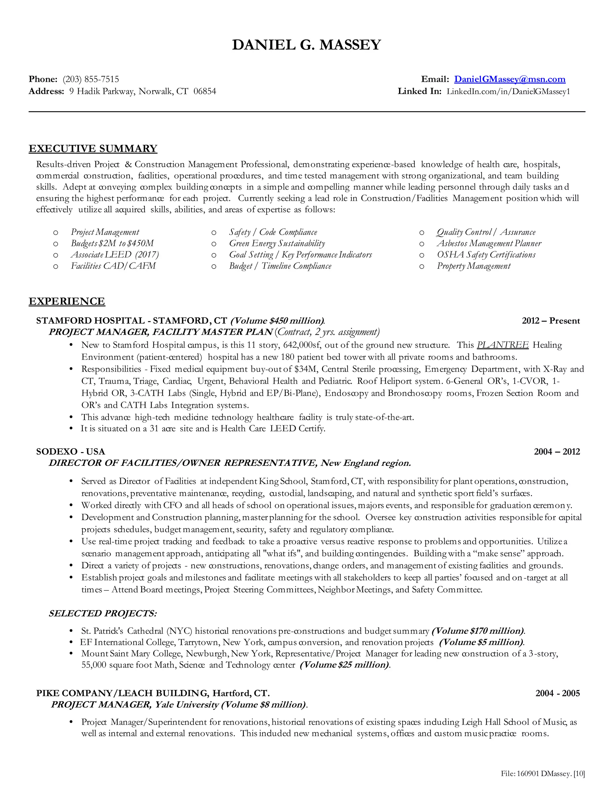 DMassey resume 2016 09 21, 17a | DOCX