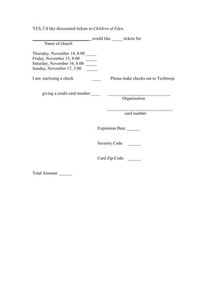 ticket sales letter | DOCX
