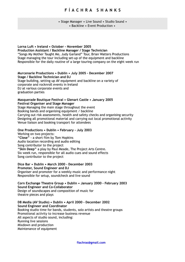 Fiachra Shanks CV 2016 | PDF