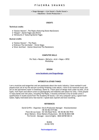 Fiachra Shanks CV 2016 | PDF