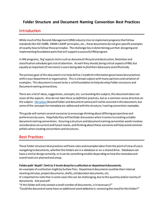 Folder Structure and Document Naming Convention Best Practices | DOCX ...
