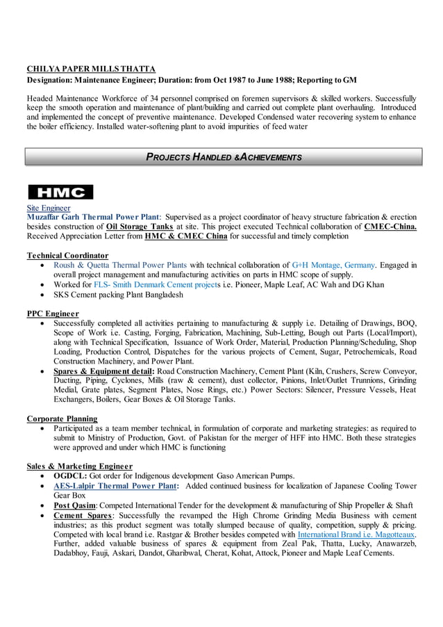 ENGR.M.HANIF CV | PDF