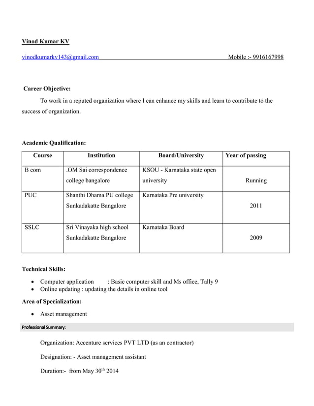 Resume-Vinod KV | DOCX