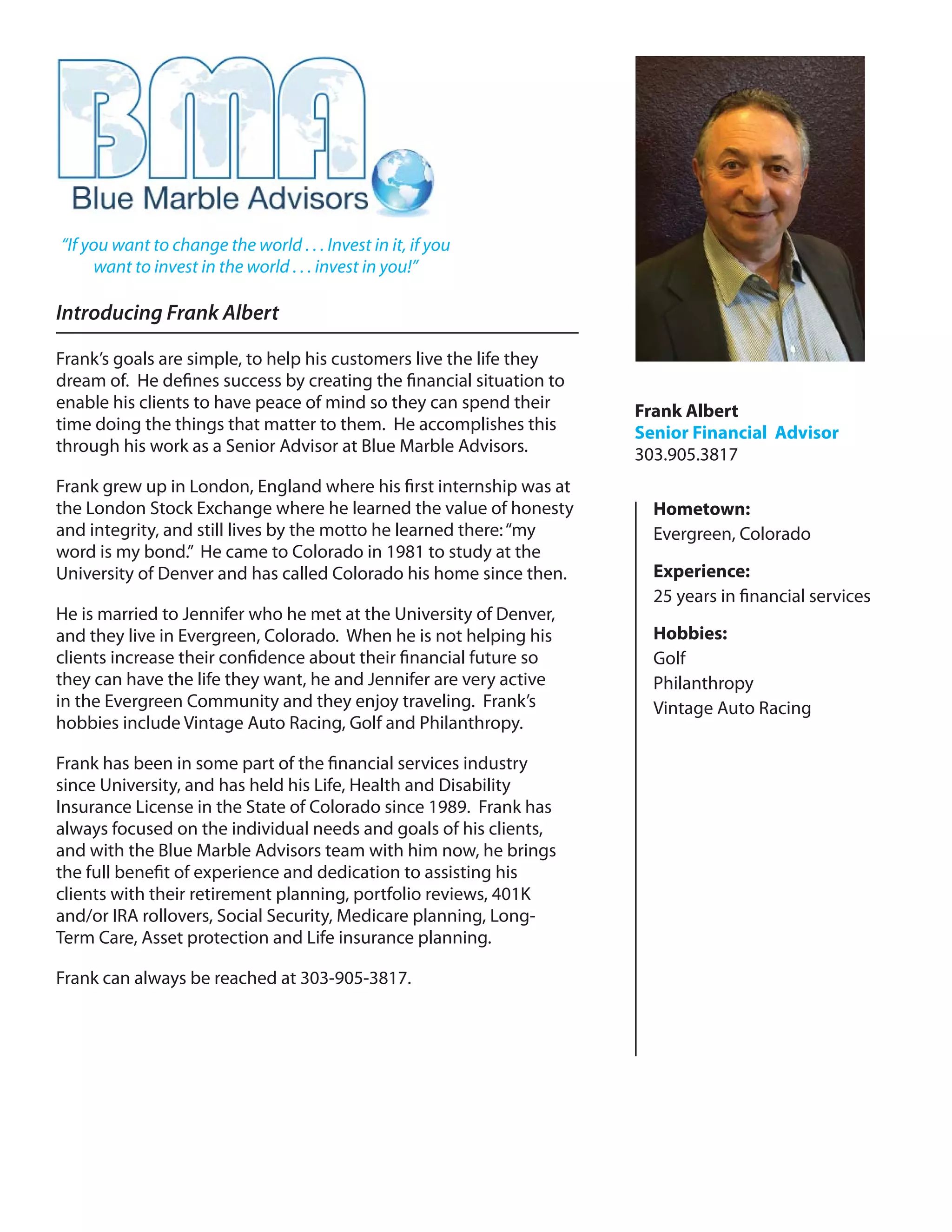 Frank Albert Final Bio | PDF