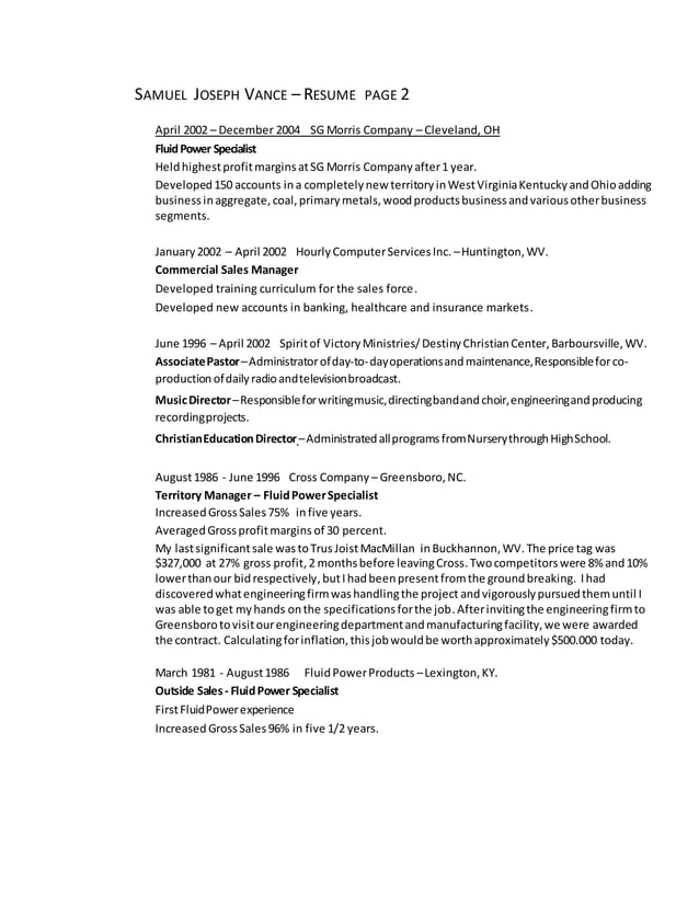 RESUME - Sam Vance - 8-21-15 | PDF