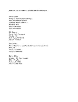 RESUME - Sam Vance - 8-21-15 | PDF