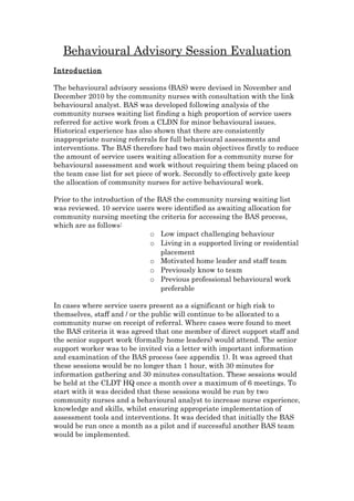 BAS evaluation data | DOC | Parenting Babies and Toddlers | Parenting