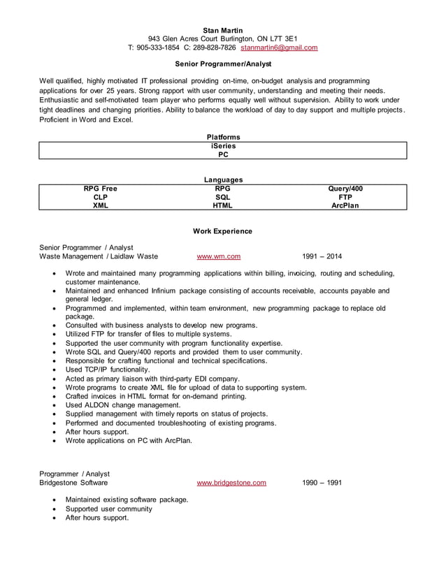 resume-stan martin | PDF