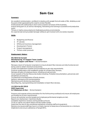 Sam Cox CV2 | PDF