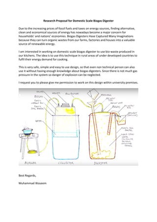 Research Proposal for Home Made Biogas Digester | PDF