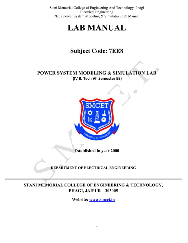 Power System Modelling And Simulation Lab | DOCX | Physics | Science