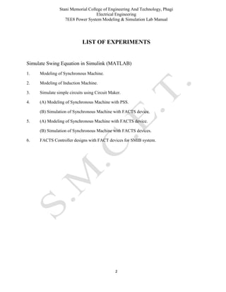 Power System Modelling And Simulation Lab | DOCX