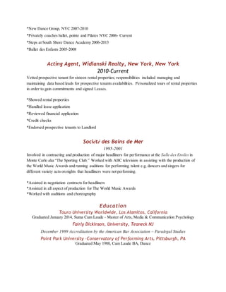 Bus Resume with Mission Statement | DOCX | Dance | Fine Art