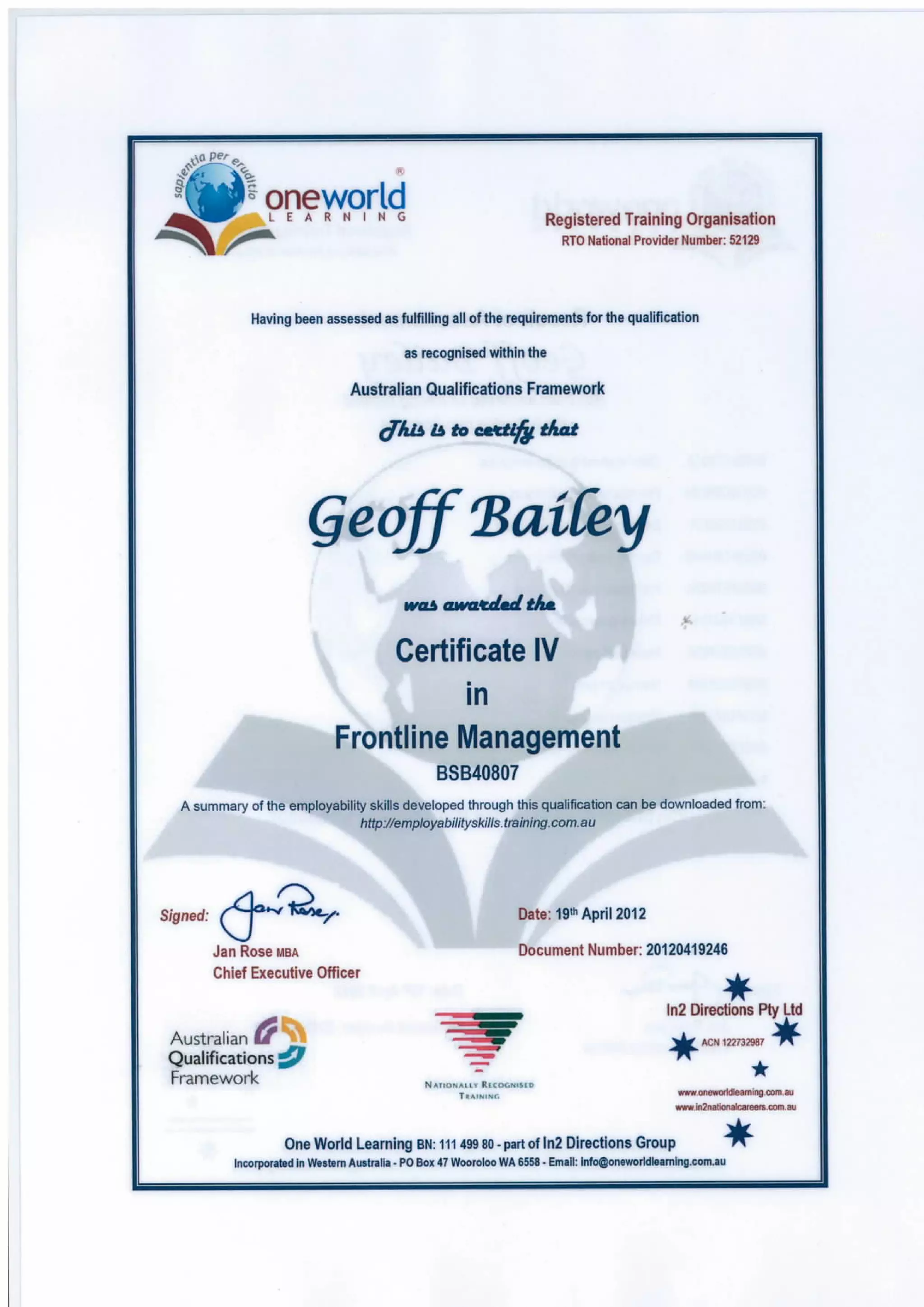 Cert IV Frontline Management | PDF