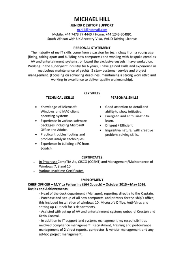 CV of Michael Hill July2016 | PDF