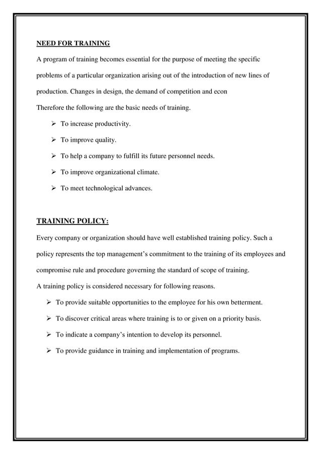 PROJECT - TRAINING AND DEVELOPMENT | PDF | Human Resources | Business